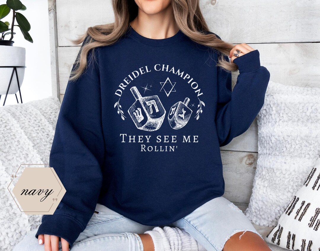 Dreidel Champion Sweater, Funny Hanukkah Sweatshirt for Him, Religious ...