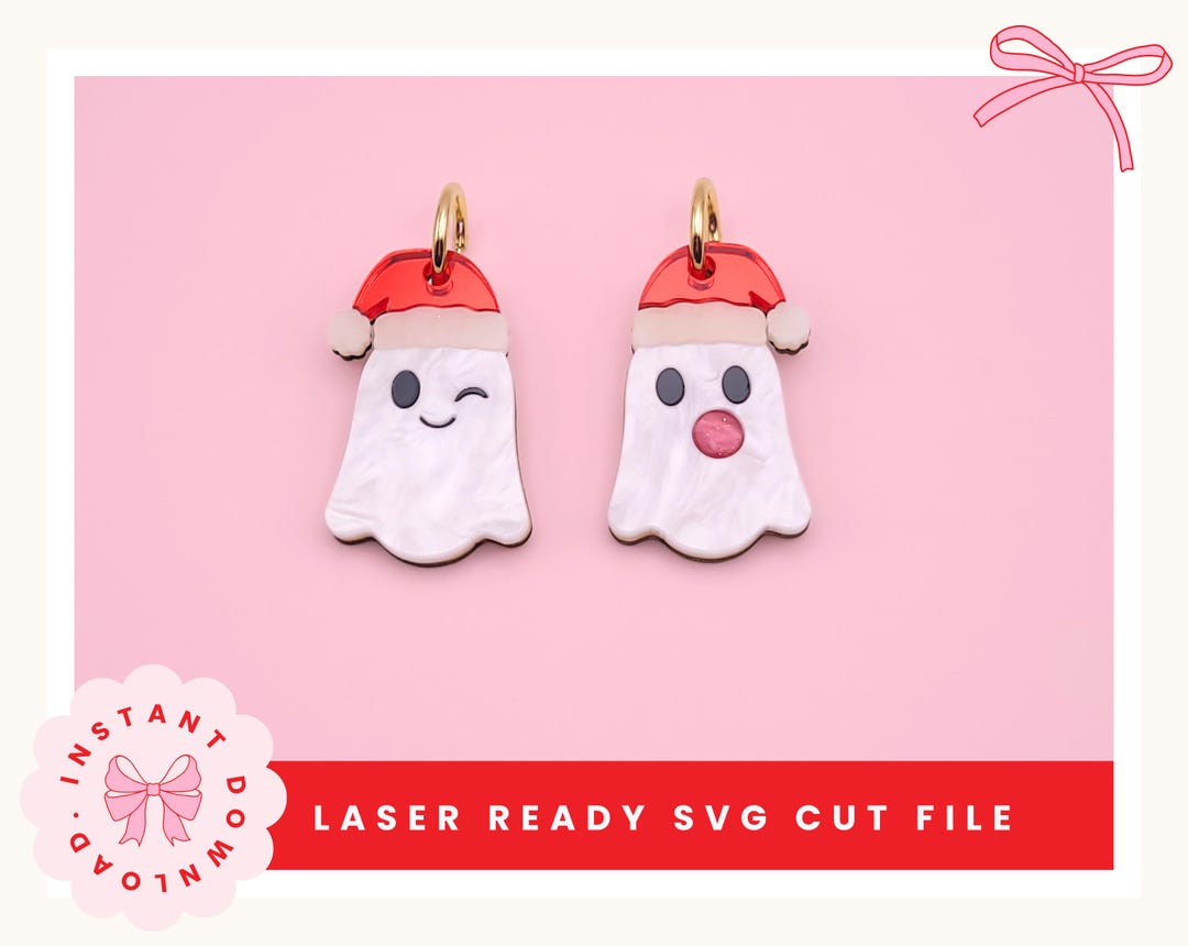 Christmas Ghost Earrings Laser Cut File | Spooky Xmas SVG | Glowforge ...
