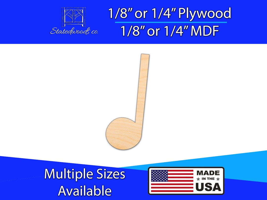 1/4 Quarter Music Note Cutout | Unfinished Plywood or MDF Laser Cut ...