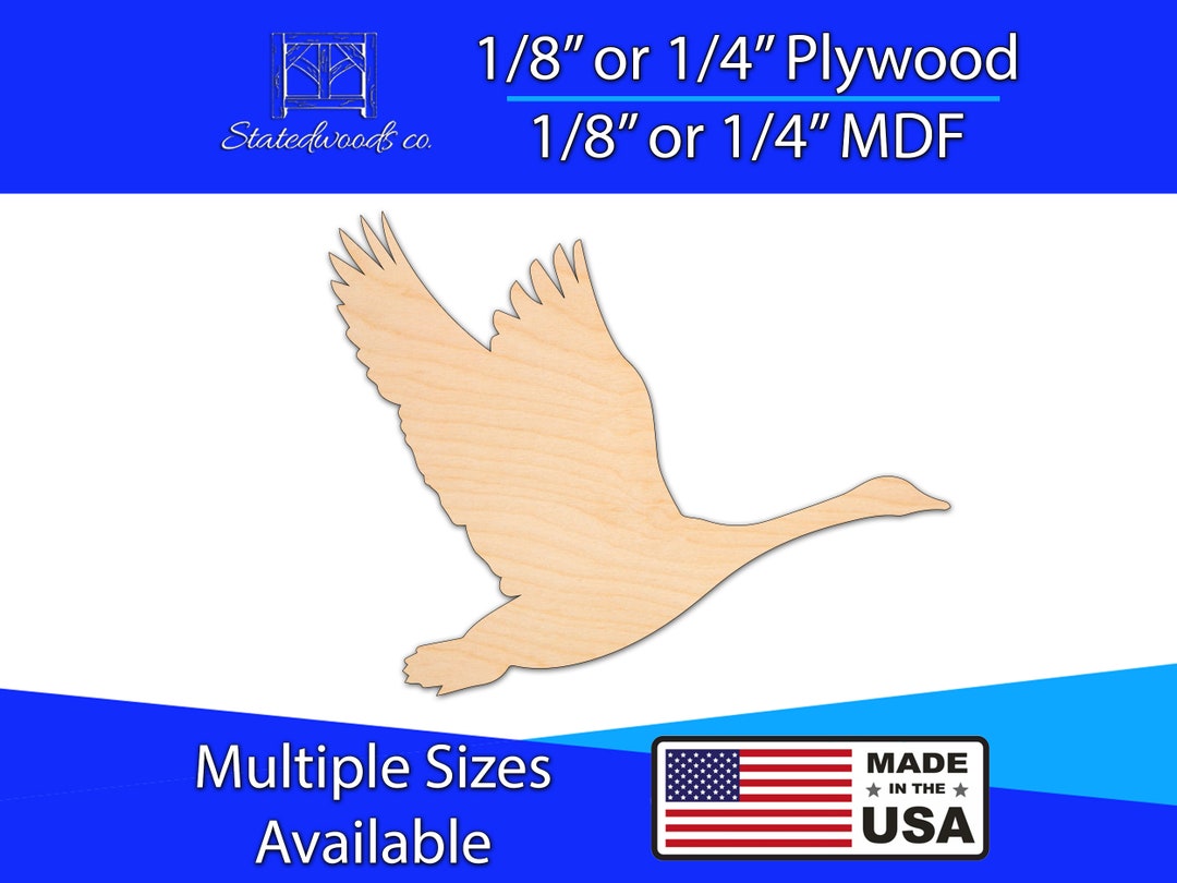 Flying Goose Bird Animal Cutout | Unfinished Plywood or MDF Craft Laser ...