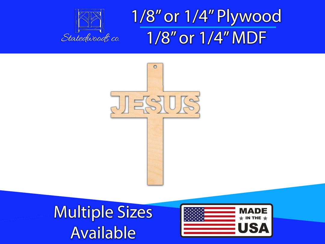 Cross Jesus Shape Cutout | Unfinished Plywood or MDF Laser Cut Shape ...