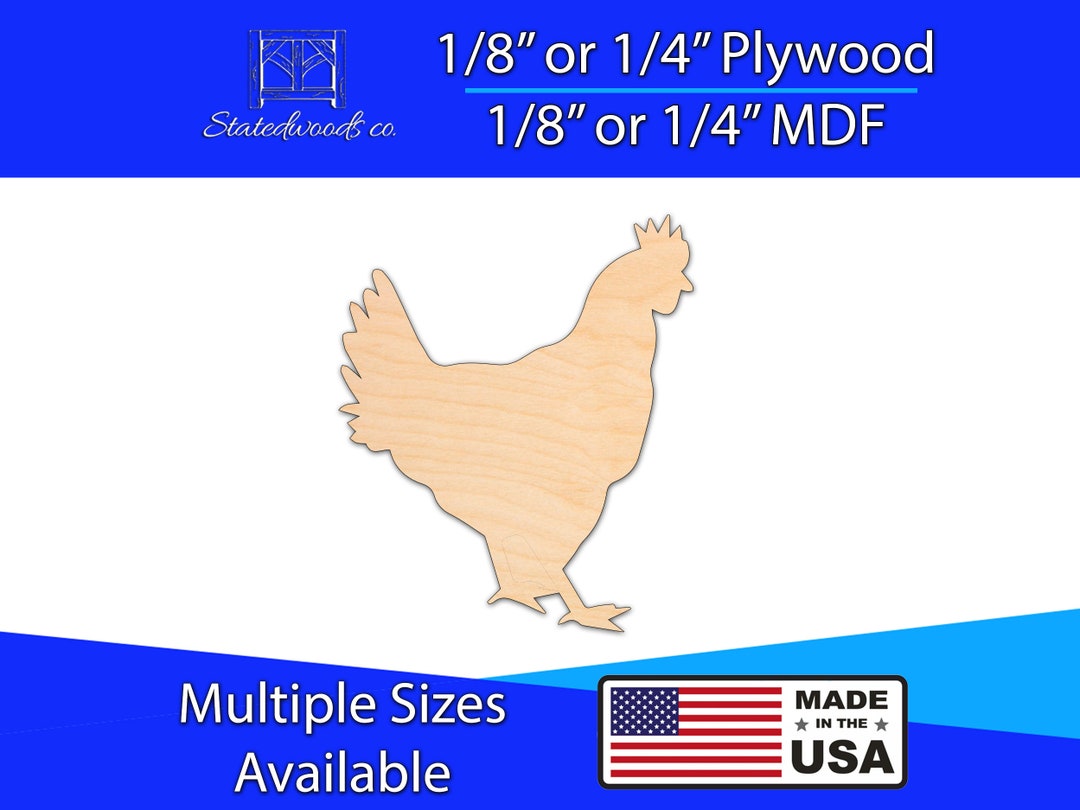 Chicken Hen Farm Animal Cutout | Unfinished Plywood or MDF Craft Laser ...