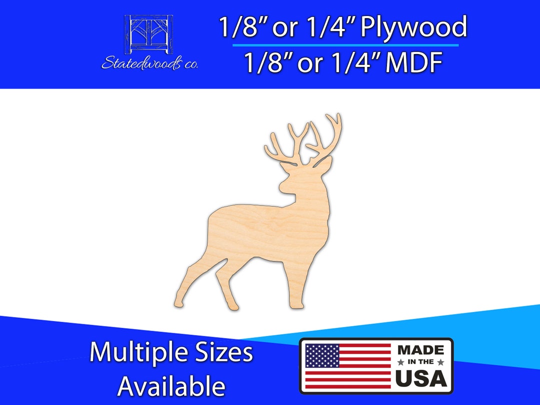 Deer Buck Antlers Animal Cutout Unfinished Plywood or MDF Craft Laser ...