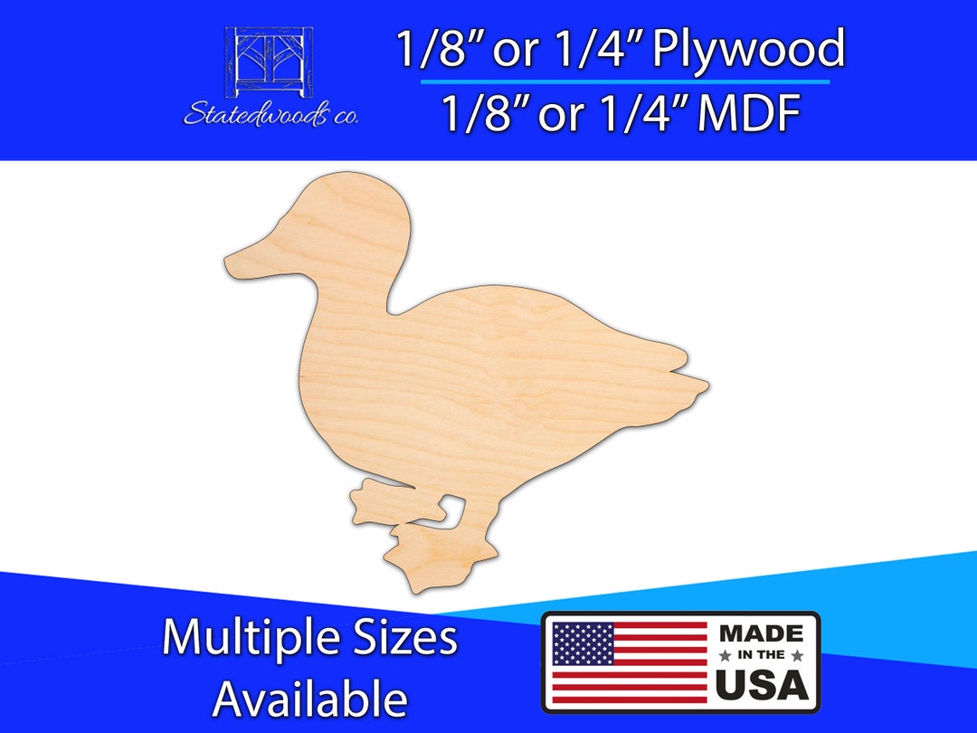 Duck Animal Cutout | Unfinished Plywood or MDF Craft Laser Cut Shape ...