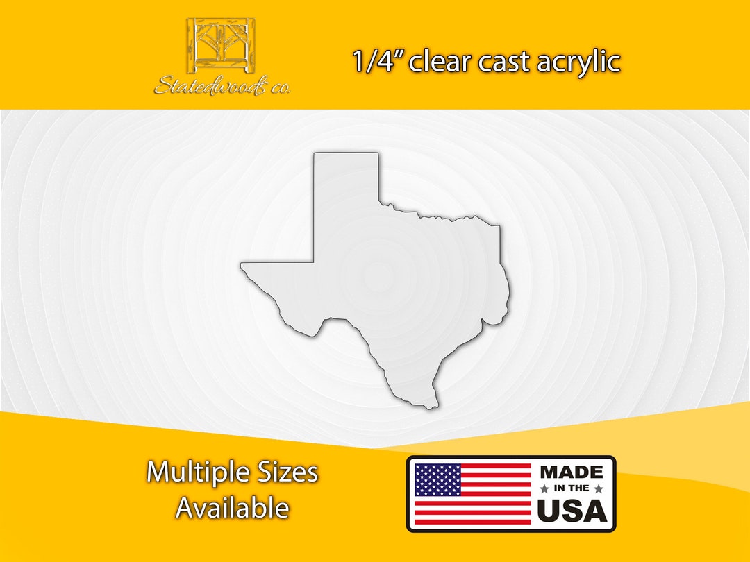 Texas State Cutout | High Quality Acrylic Laser Template | Custom Size ...