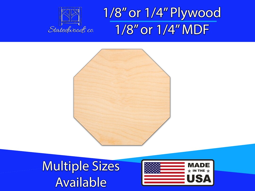 Octagon Shape Cutout | Unfinished Plywood or MDF Laser Cut Shape | 1/8 ...