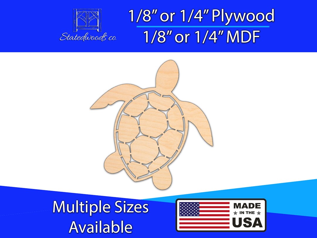 Sea Turtle Animal Cutout | Unfinished Plywood or MDF Craft Laser Cut ...