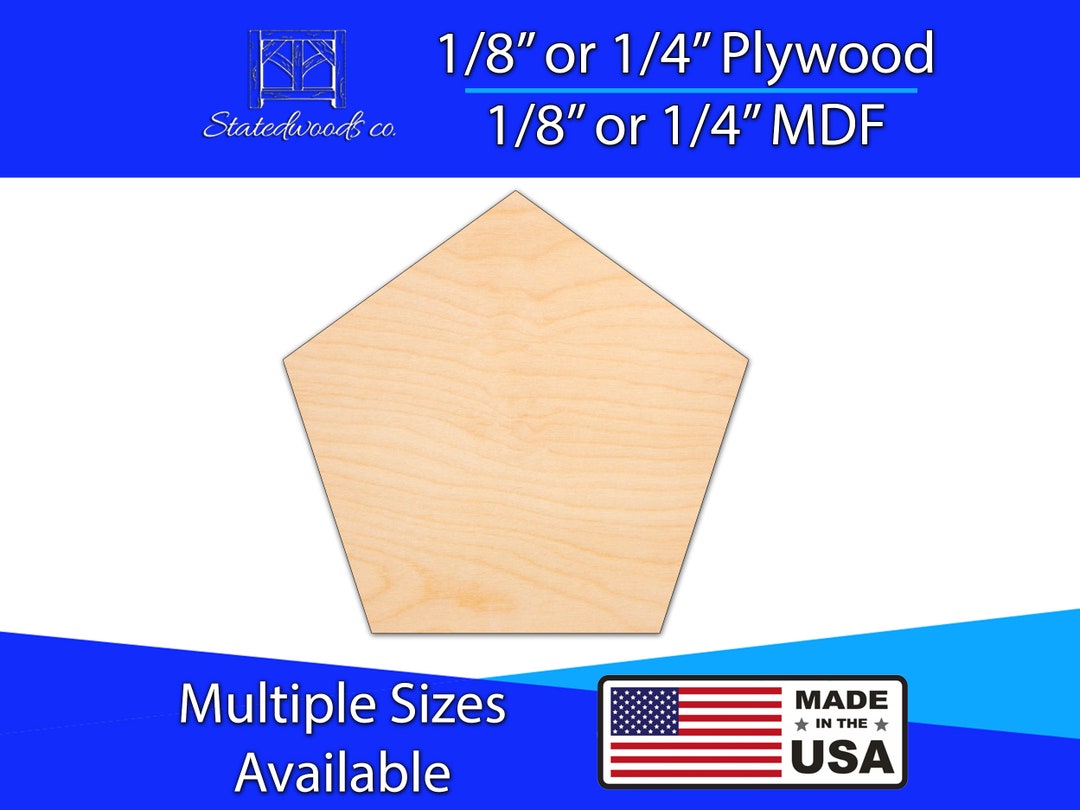 Pentagon Shape Cutout | Unfinished Plywood or MDF Laser Cut Shape | 1/8 ...