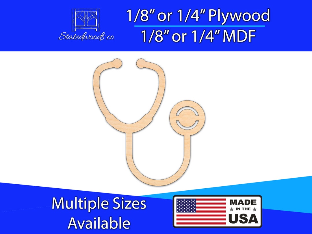 Stethoscope Medical Cutout | Unfinished Plywood or MDF Craft Laser Cut ...
