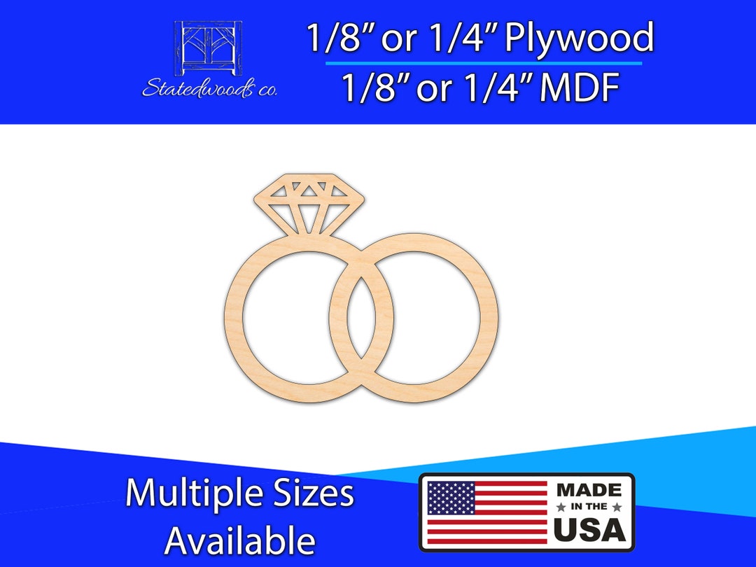 Wedding Rings Cutout | Unfinished Plywood or MDF Laser Cut Shape | 1/8 ...
