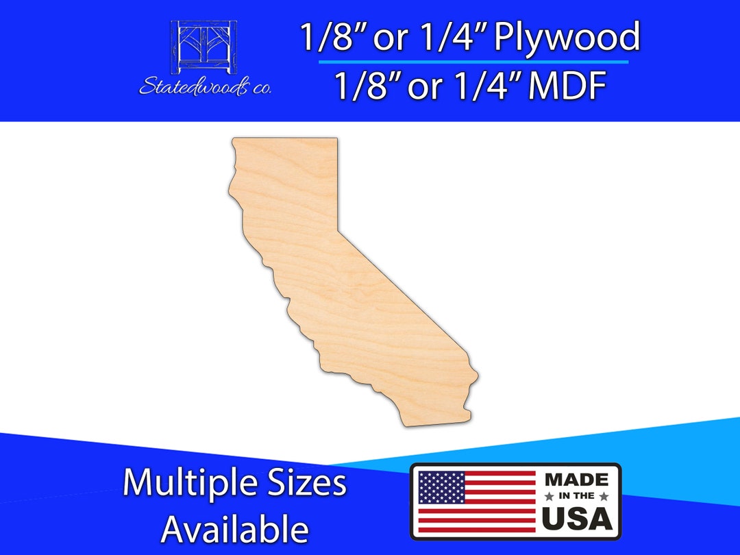 California State Cutout | Unfinished Plywood or MDF Laser Cut Shape | 1 ...