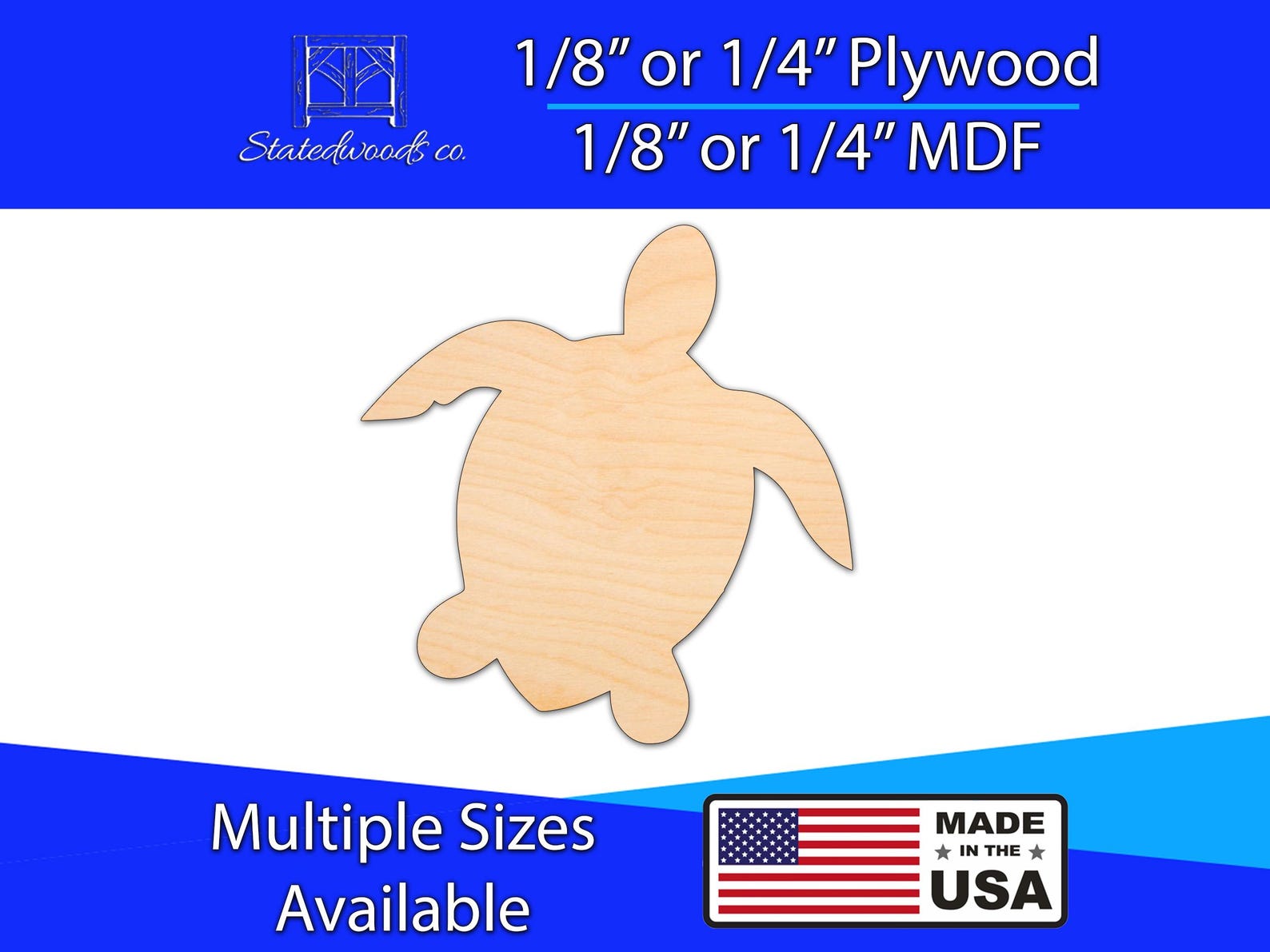 Sea Turtle Outline Animal Cutout | Unfinished Plywood or MDF Craft ...