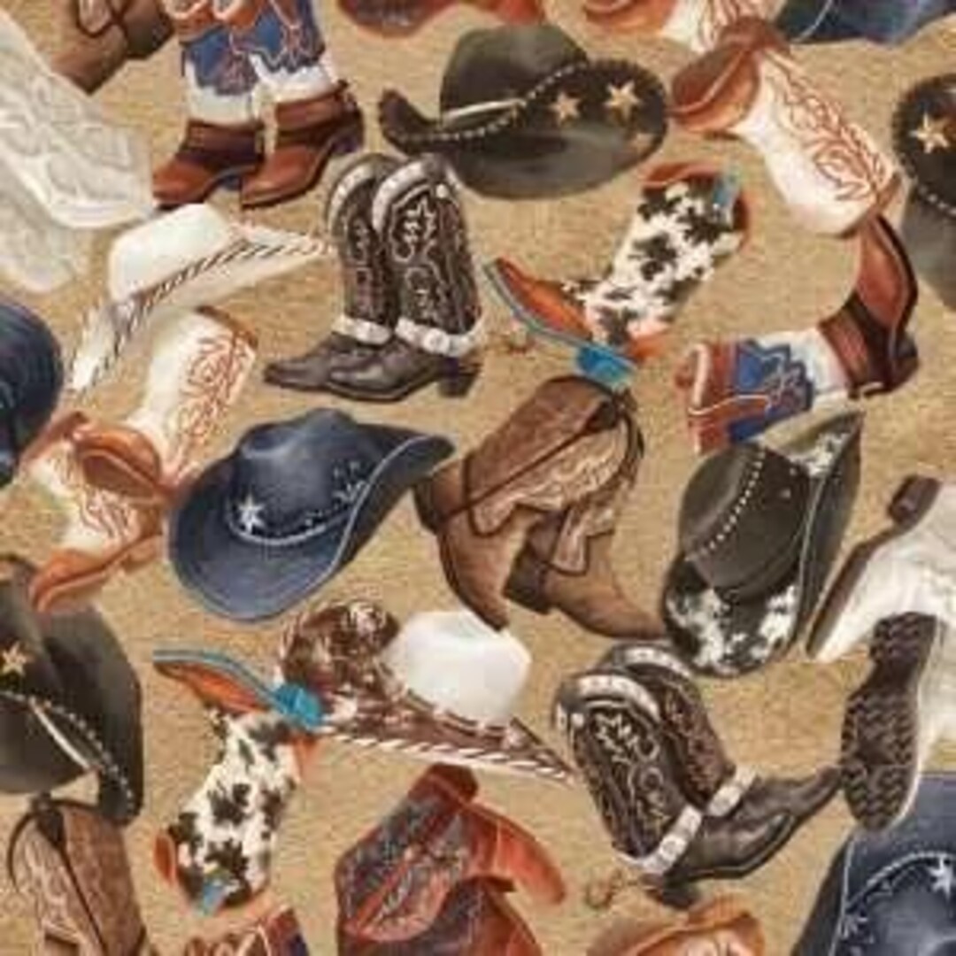 Round up by Oasis Fabrics Hats and Boots (OA-597901) Sold by the Half ...