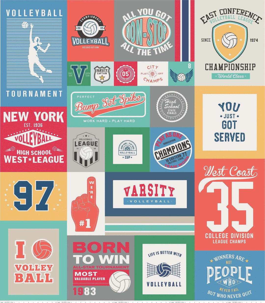 Varsity Volleyball Panel by Riley Blake Designs - Etsy