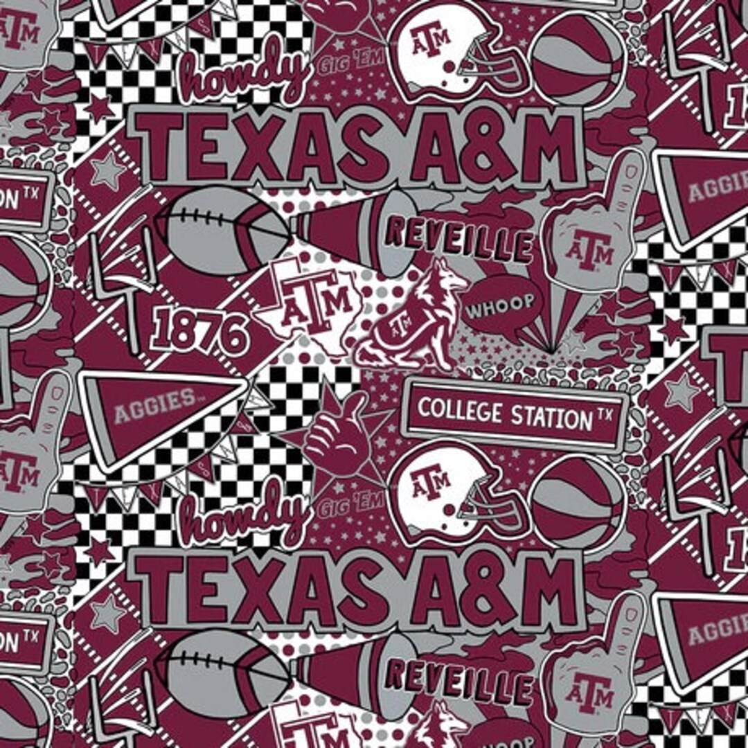 Texas A&M University Licensed Fabric by Sykel Enterprises pattern TAM ...