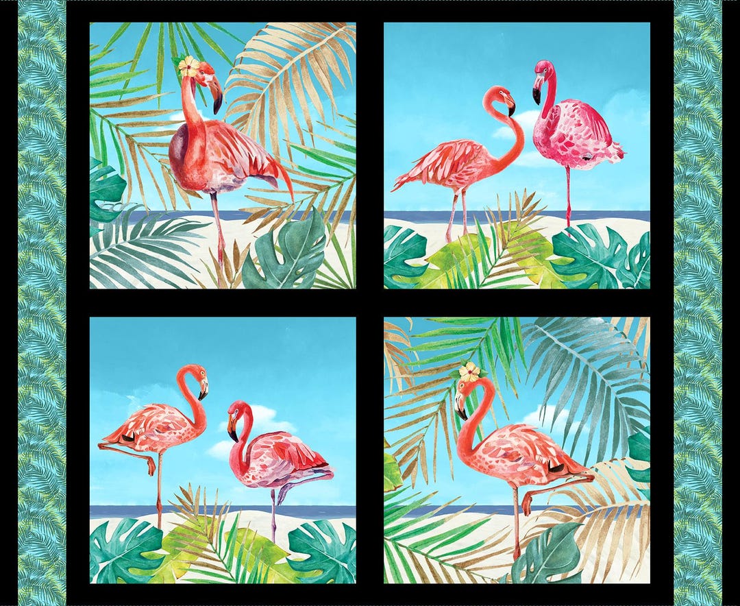 Flock Star Flamingo Block Panel (3808P-72) by Blank Sold by the Panel ...
