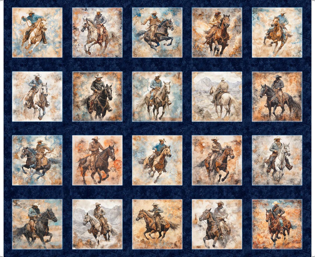 Running Wild Cowboy Panel (30624 N) From QT Fabrics Sold by the Panel ...
