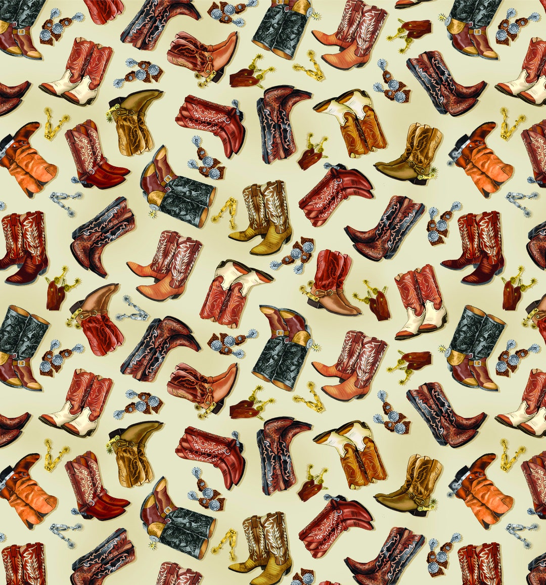 Yellowstone Fabric Cowboy Boot Toss by Benartex (14478-07) Sold by the ...