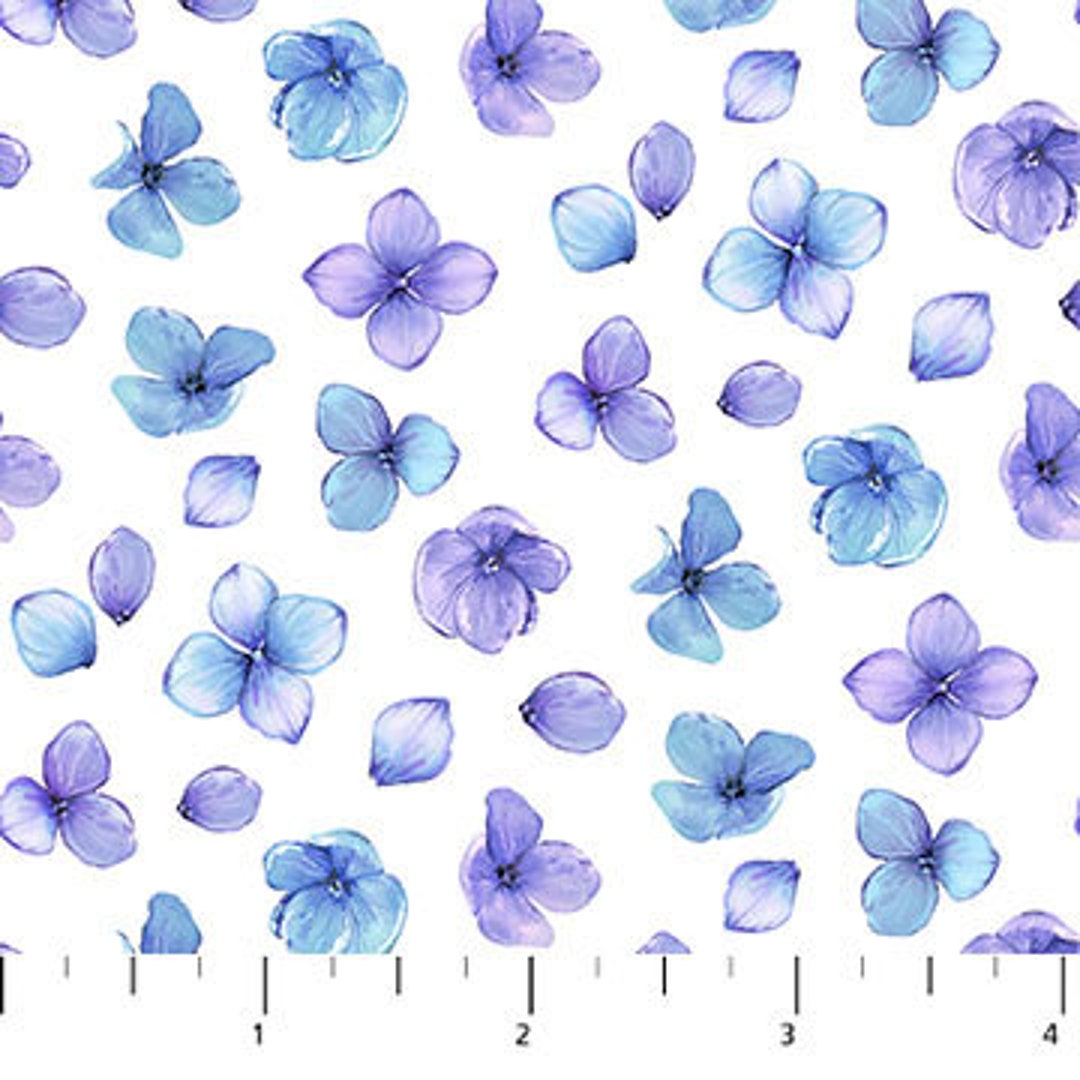Rhapsody in Blue by Deborah Edwards for Northcott Tossed Petals 27071 ...