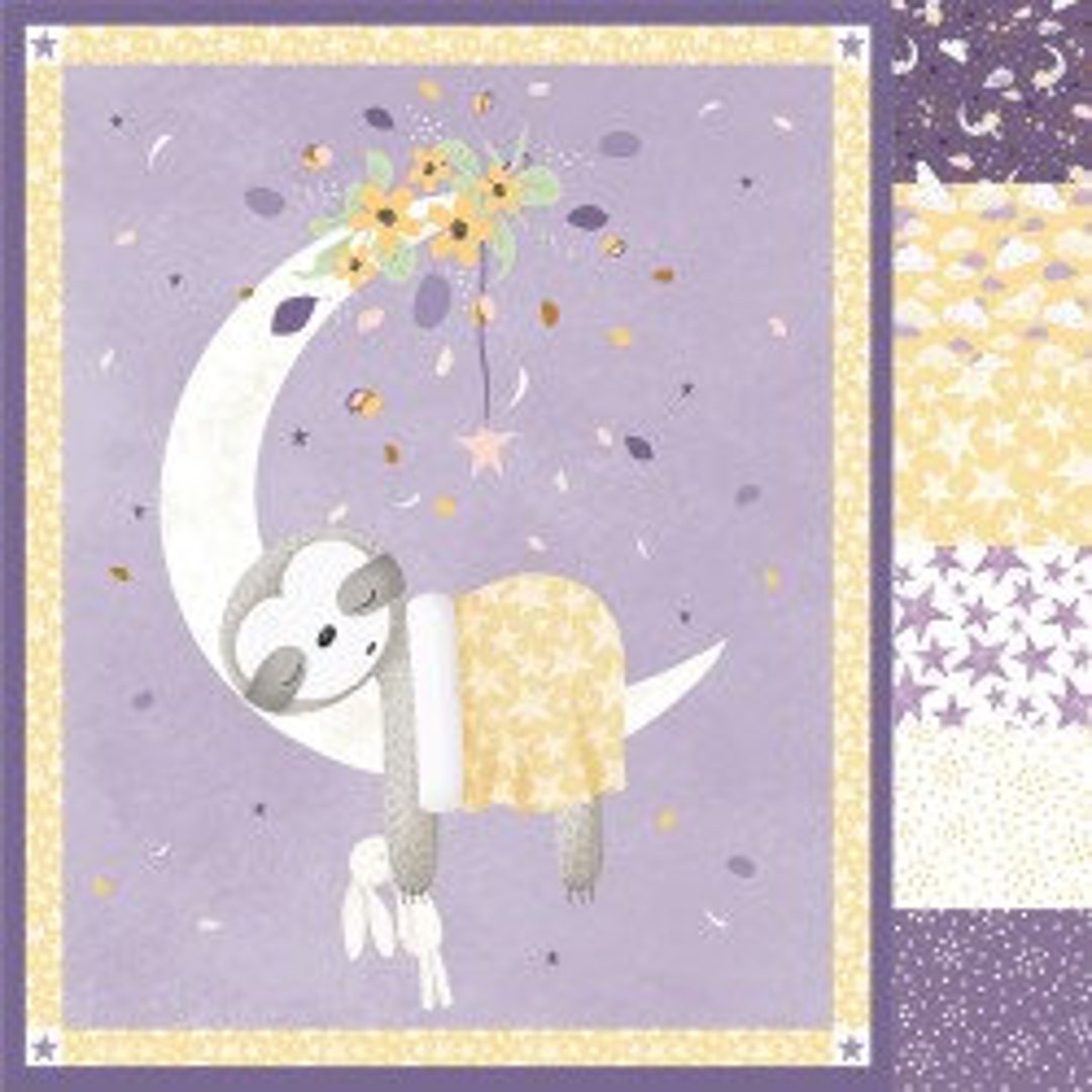 Sleepy Sloth in Purple by Debbie Monson for P&B Textiles Fat Quarter ... Sleepy Sloth in Purple by Debbie Monson for P&B Textiles Fat Quarter ...