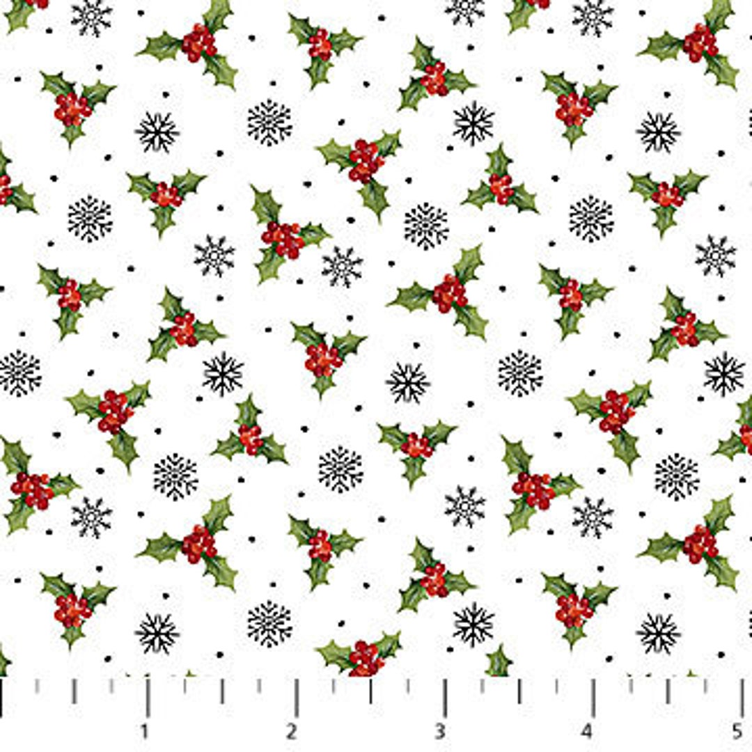 Santa's Tree Farm Holly Berry Fabric by Northcott (24735-10) Sold by ...