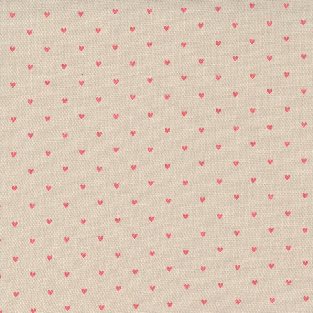 Love Note by Lella Boutique for Moda Small Pink Hearts on Cream Sold by ...