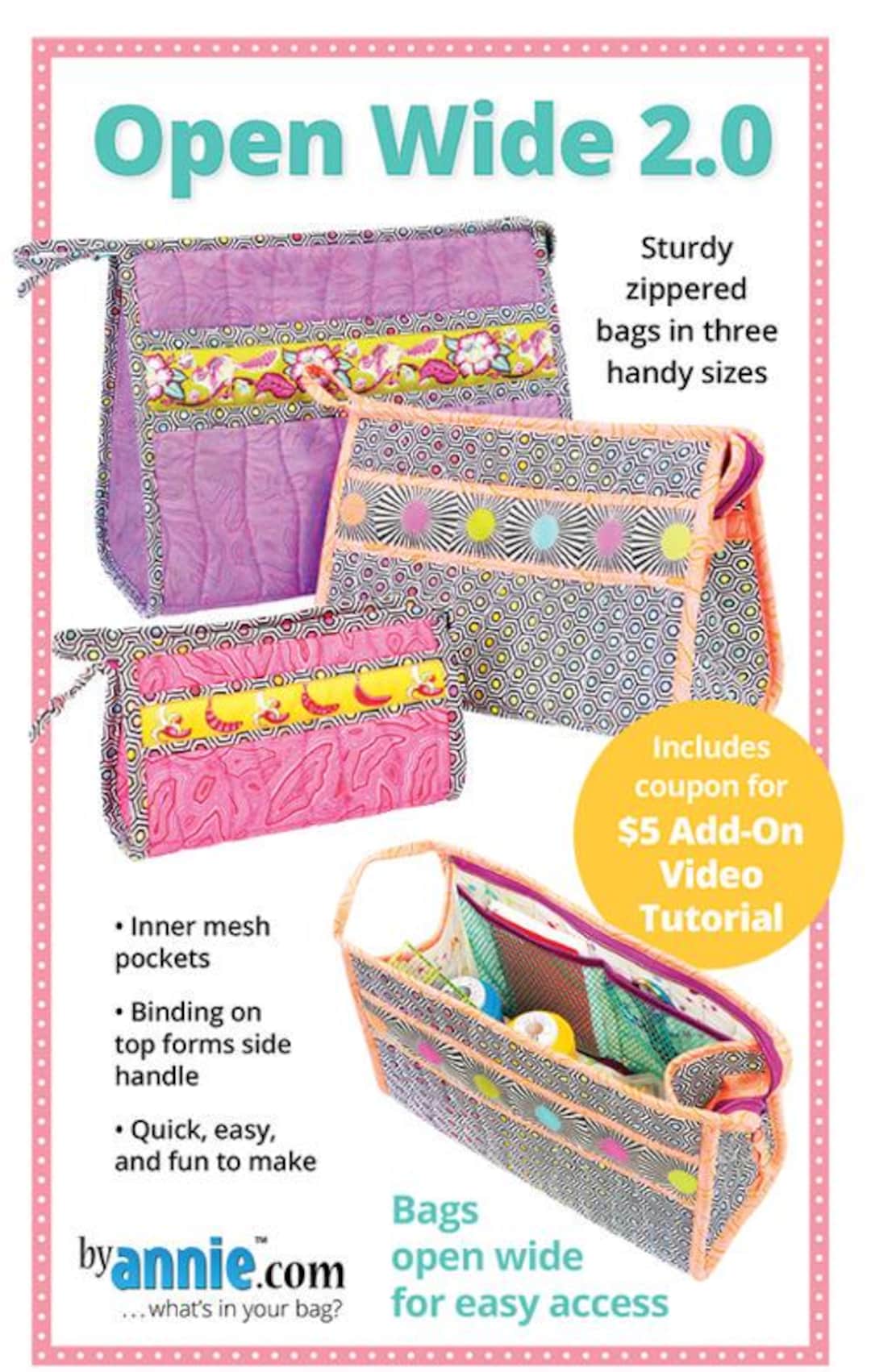 Open Wide 2.0 Zippered Bag PATTERN From Byannie - Etsy