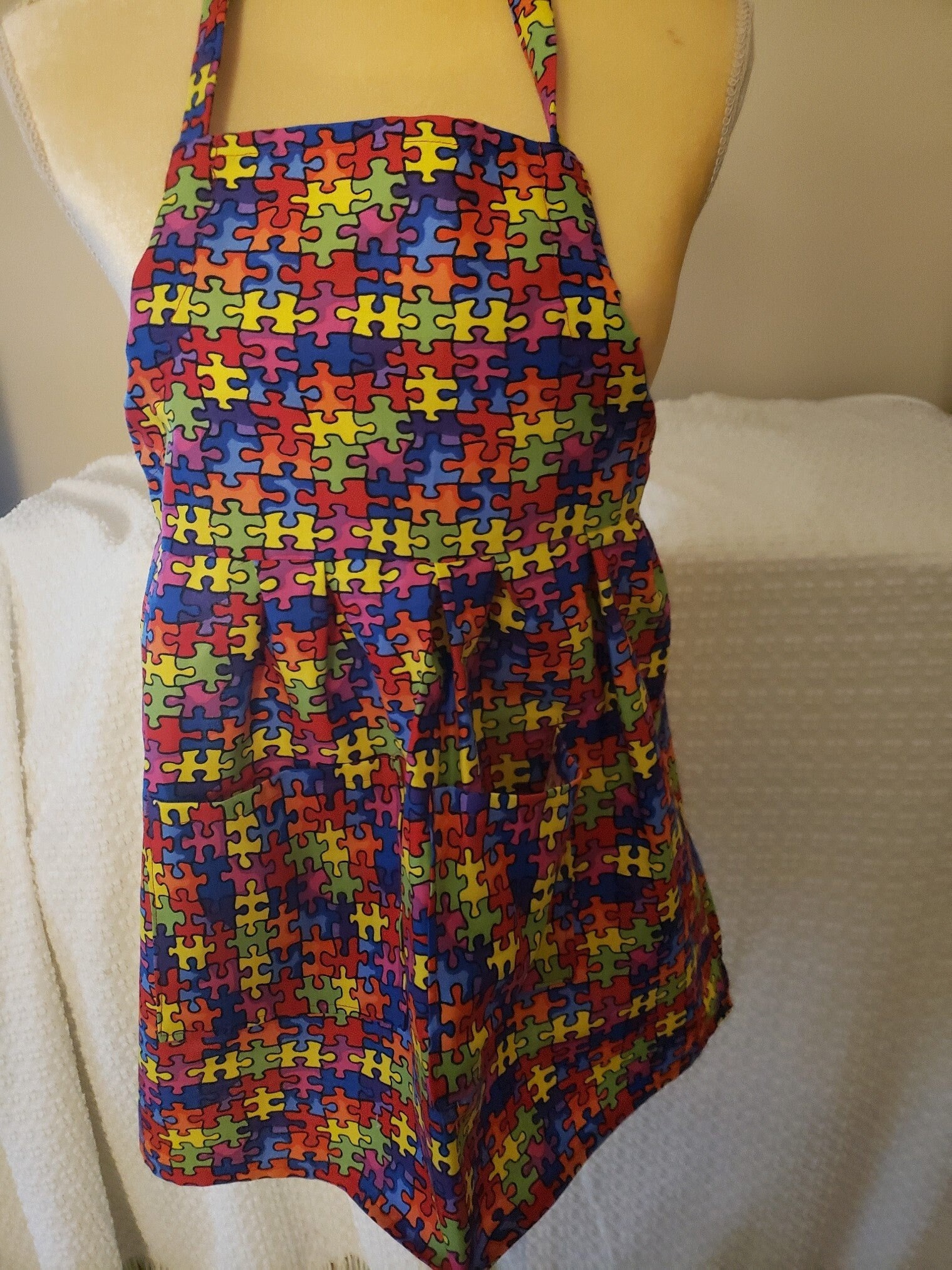 Autism Puzzle Themed Bibbed Childs Apron - Etsy