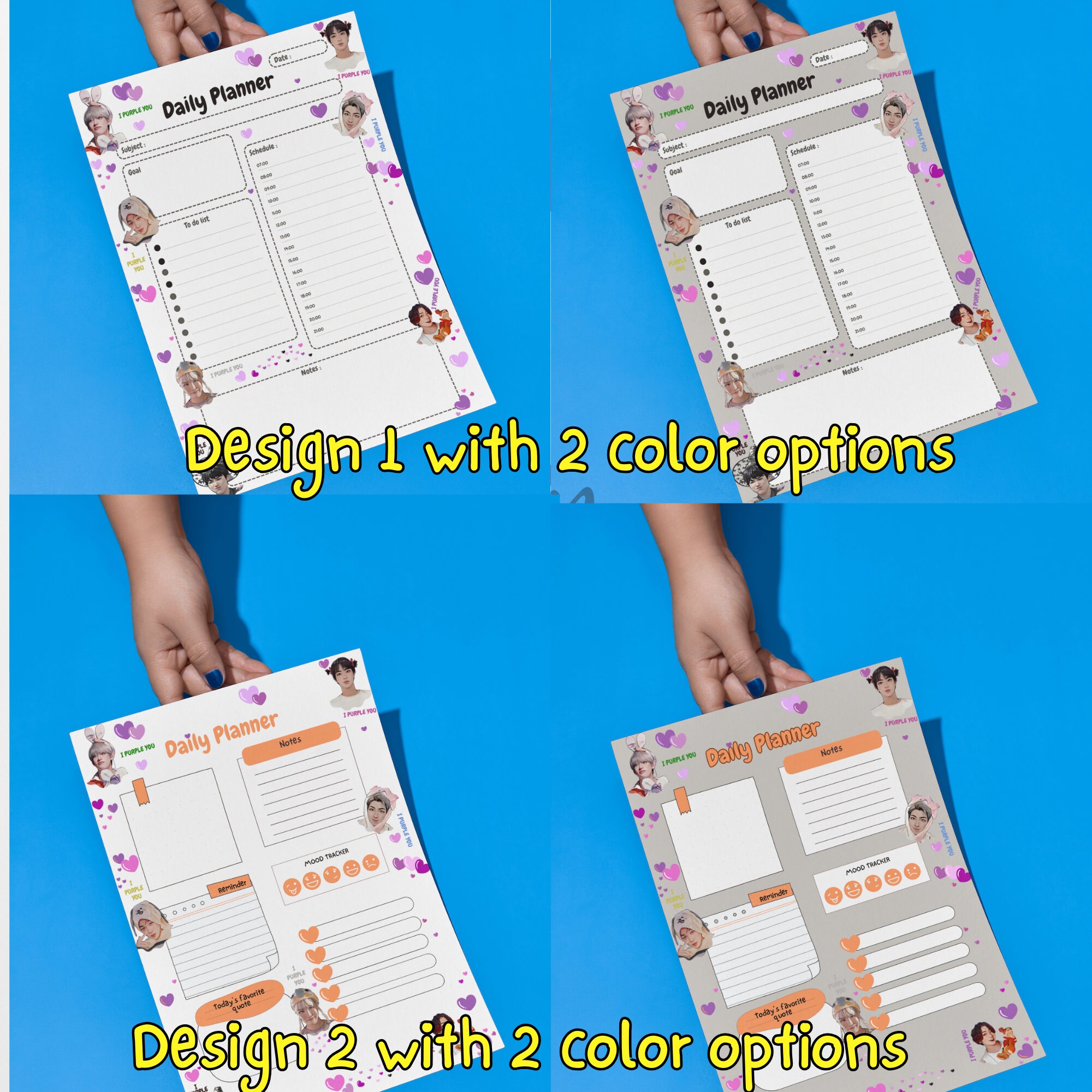 BTS ARMY Daily Planner Printable Daily Planner I Purple - Etsy