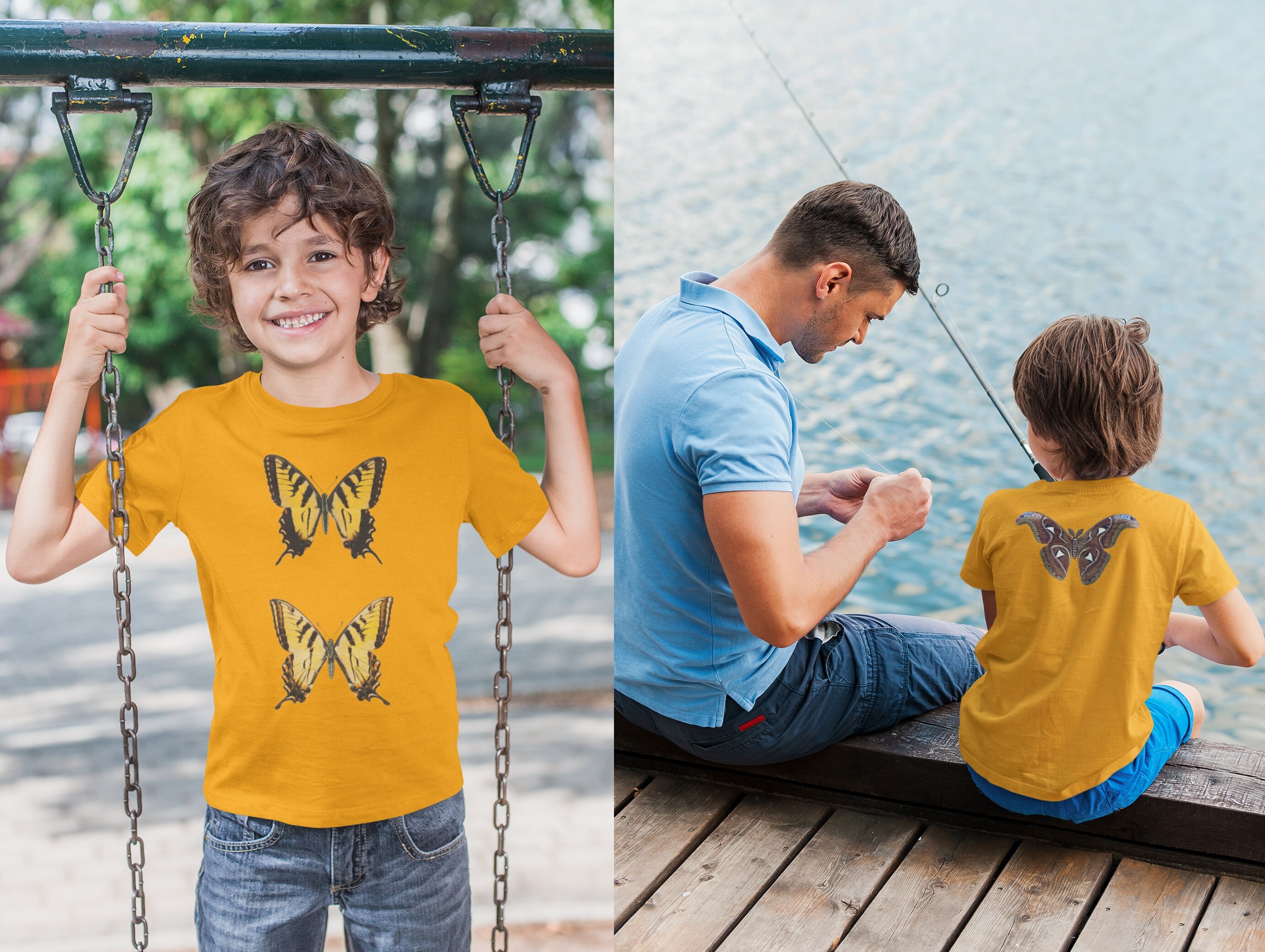 Tiger Swallowtails Front / Atlas Moth Back Kids Heavy Cotton™ Tee Also ...