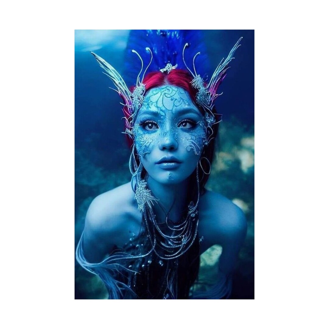 Blue Mermaid of the Deep Premiere Matte Poster Water Nymph Ocean Sea ...