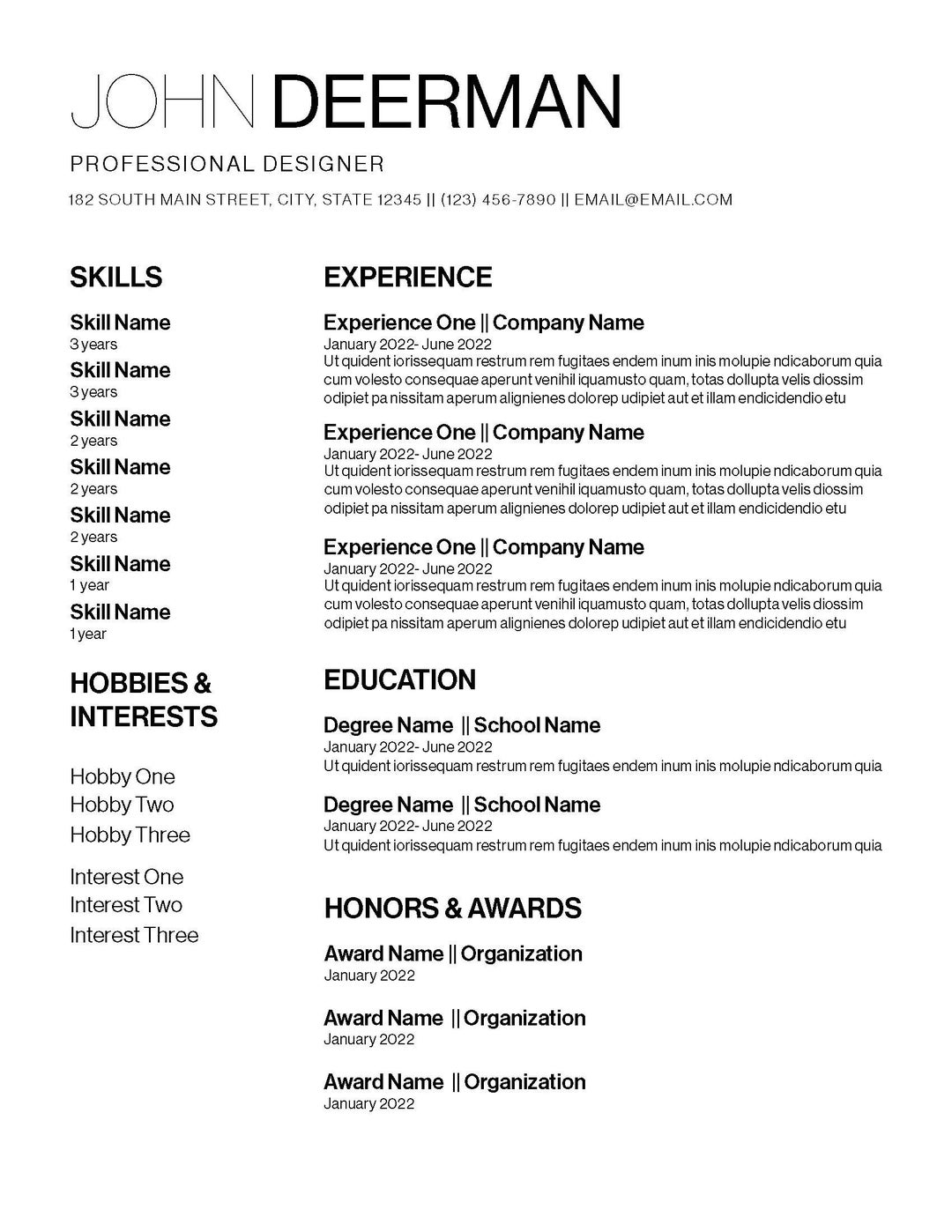 Simple Resume Template - Etsy