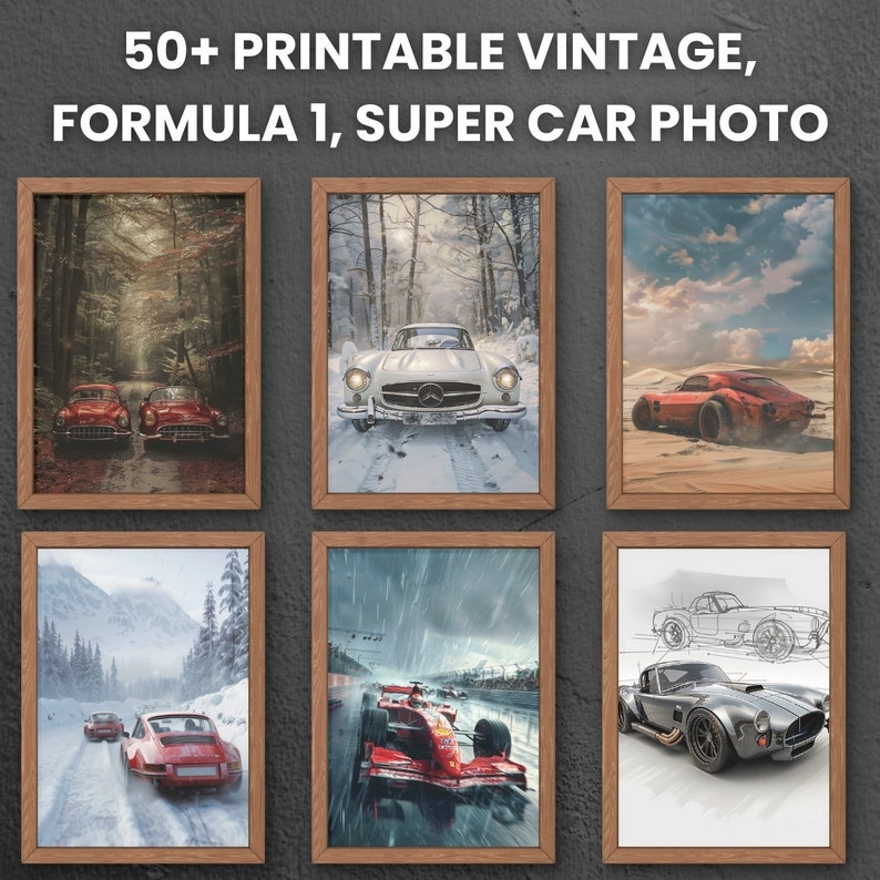 50+ Printable Car, Super Car, Formula 1, Vintage Car Design for Home ...