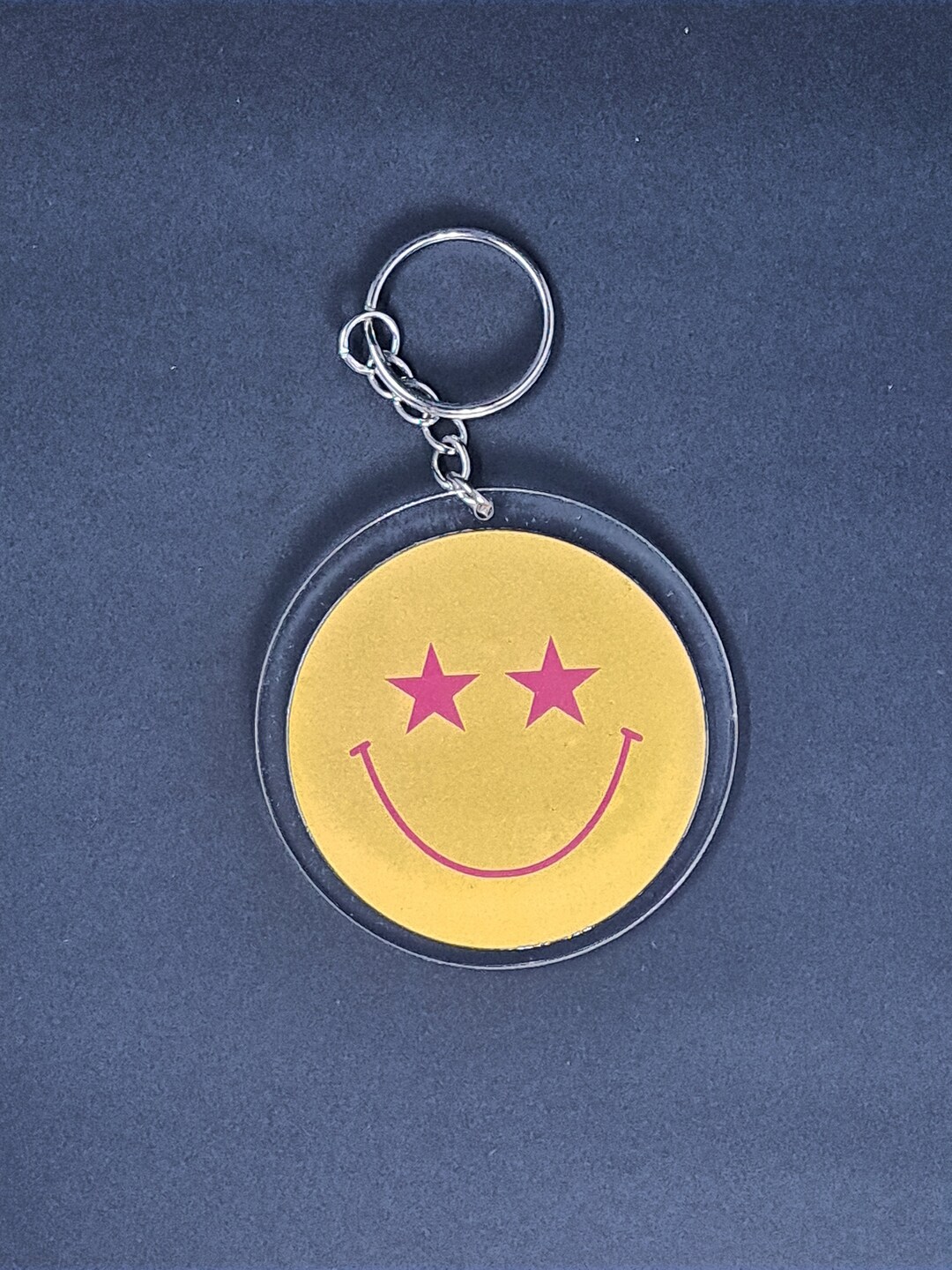 Circle Keychain ( Smiley Face) - Etsy