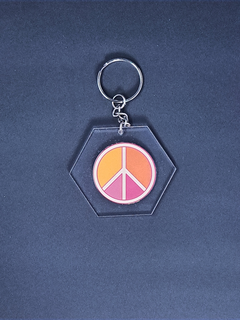 Hexagon Keychain ( Peace Sign) - Etsy