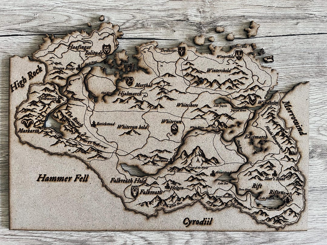 Skyrim Inspired Map Engraving Lightburn SVG DXF AI Digital Project File ...