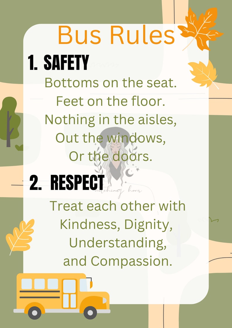 School Bus Rules Printable - Etsy