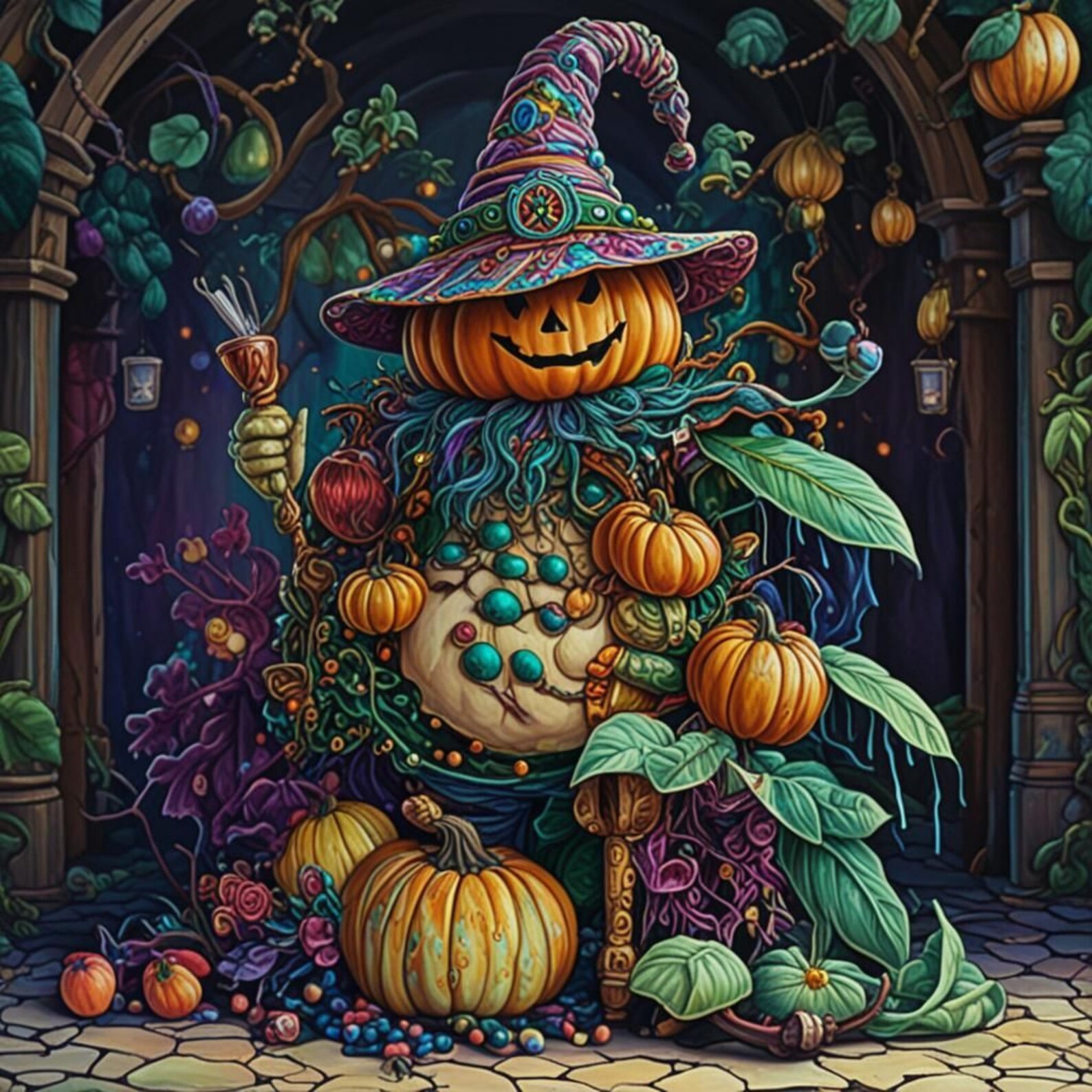 Stacks of Magical Pumpkins Digital Printable Wall Art Bundle of Three ...