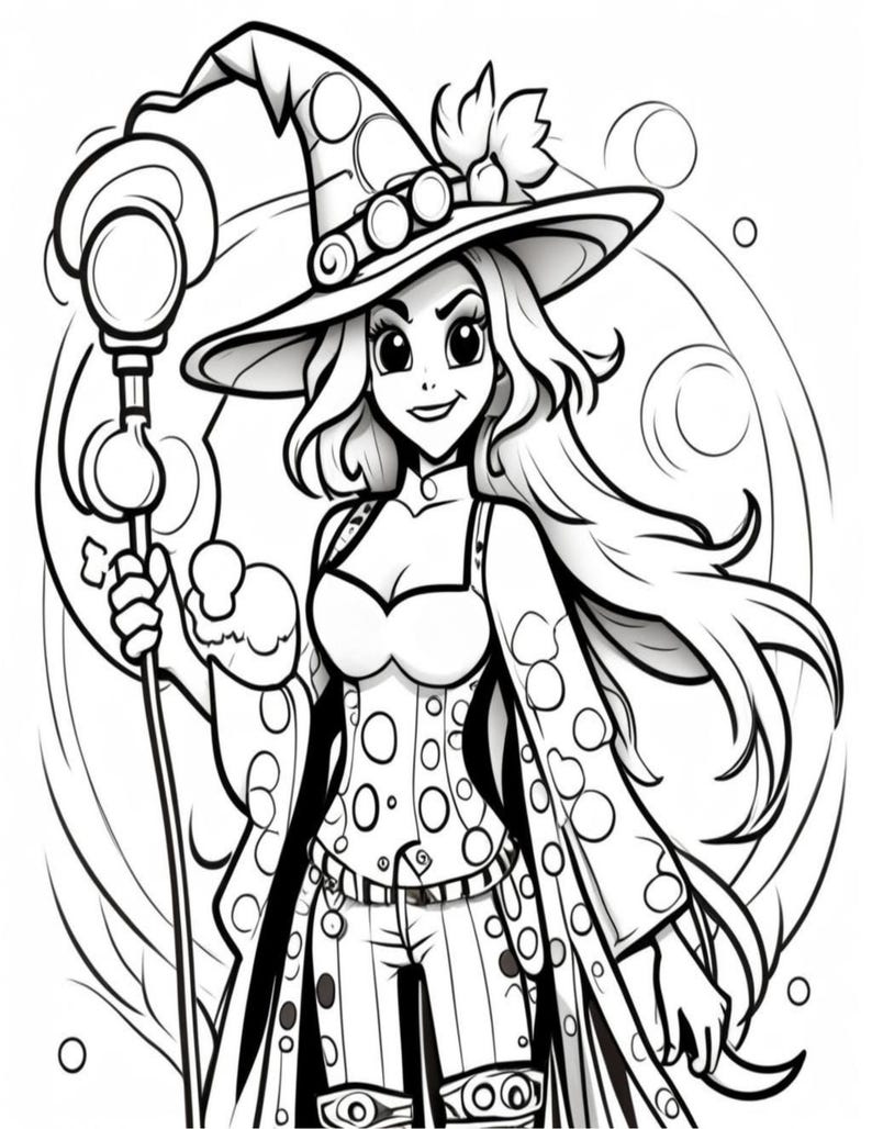 36 Page Digital Print Coloring Book With Fun Bubbly Whimsical Witches ...