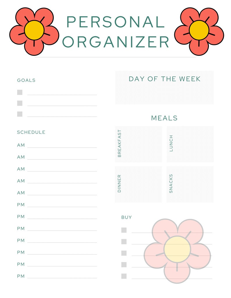 Flower Power Printable Planner Bundle Plan Your Day, Week, Month, or ...