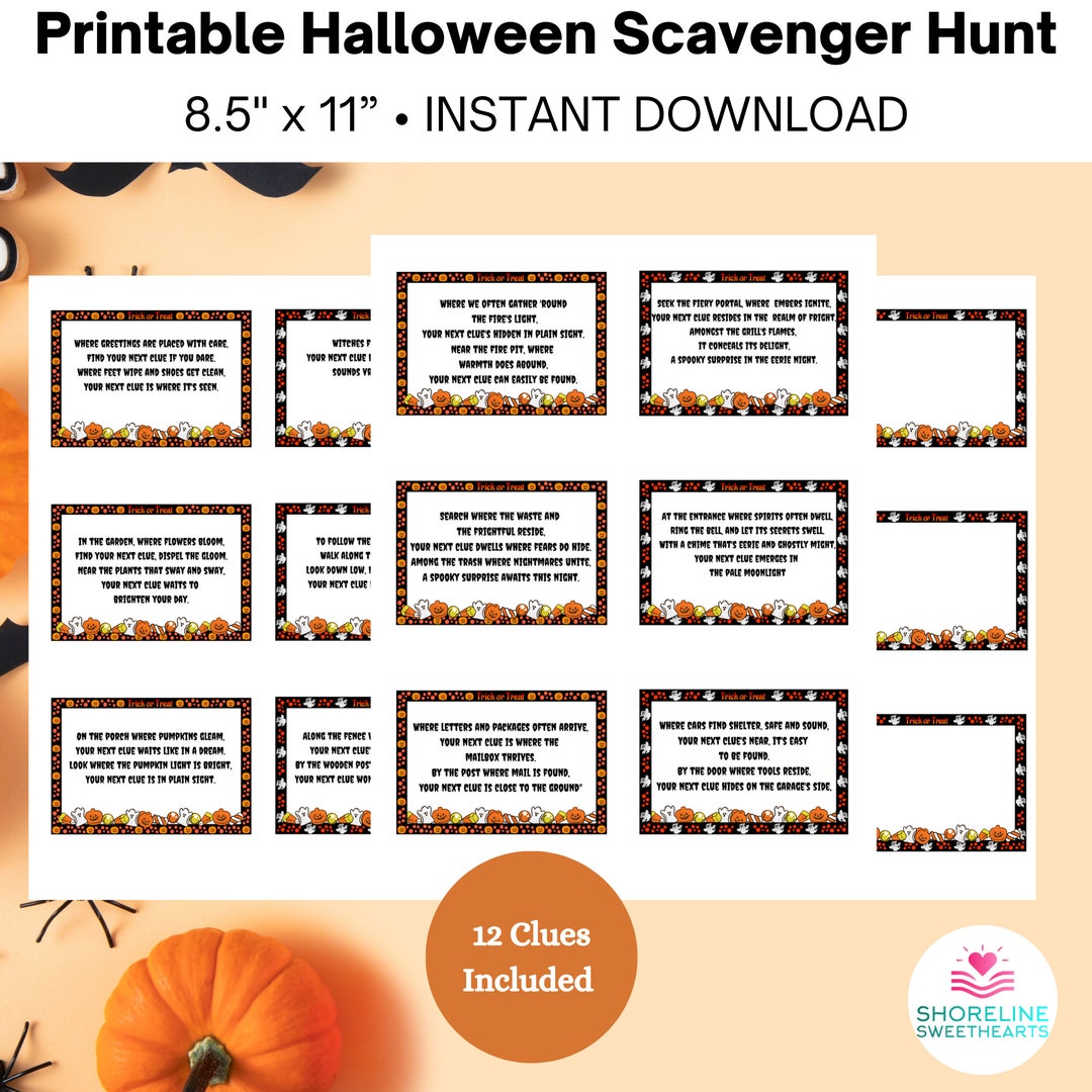 Outdoor Printable Halloween Scavenger Hunt, Halloween Games, Scavenger ...
