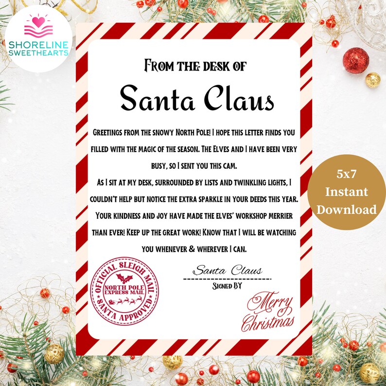 Printable Santa Cam Letter From The Desk Of Santa Letter Etsy Printable Santa Cam Letter From The Desk Of Santa Letter Etsy