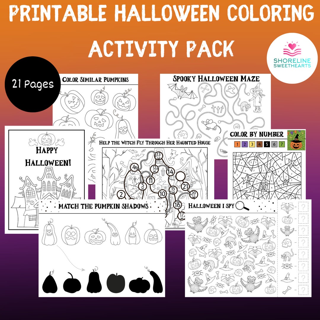 Halloween Coloring Activity Pages, Kids Halloween Coloring Sheets ...