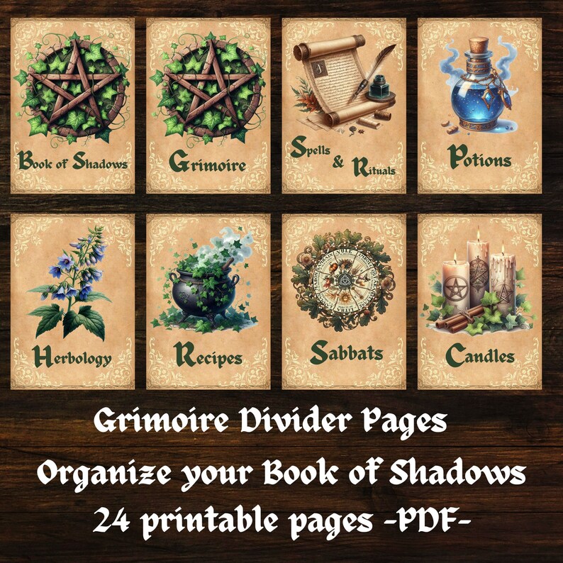 Grimoire Divider Pages, Spiritual and Mystical Book Organization ...