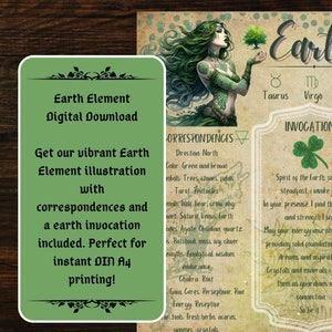 Earth Element Printable, Four Elements Wall Art, Wiccan Magic ...