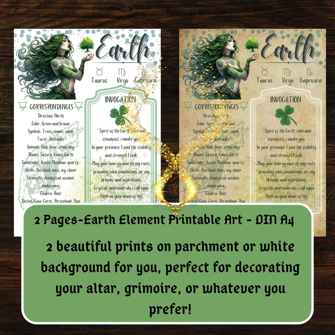 Earth Element Printable, Four Elements Wall Art, Wiccan Magic ...