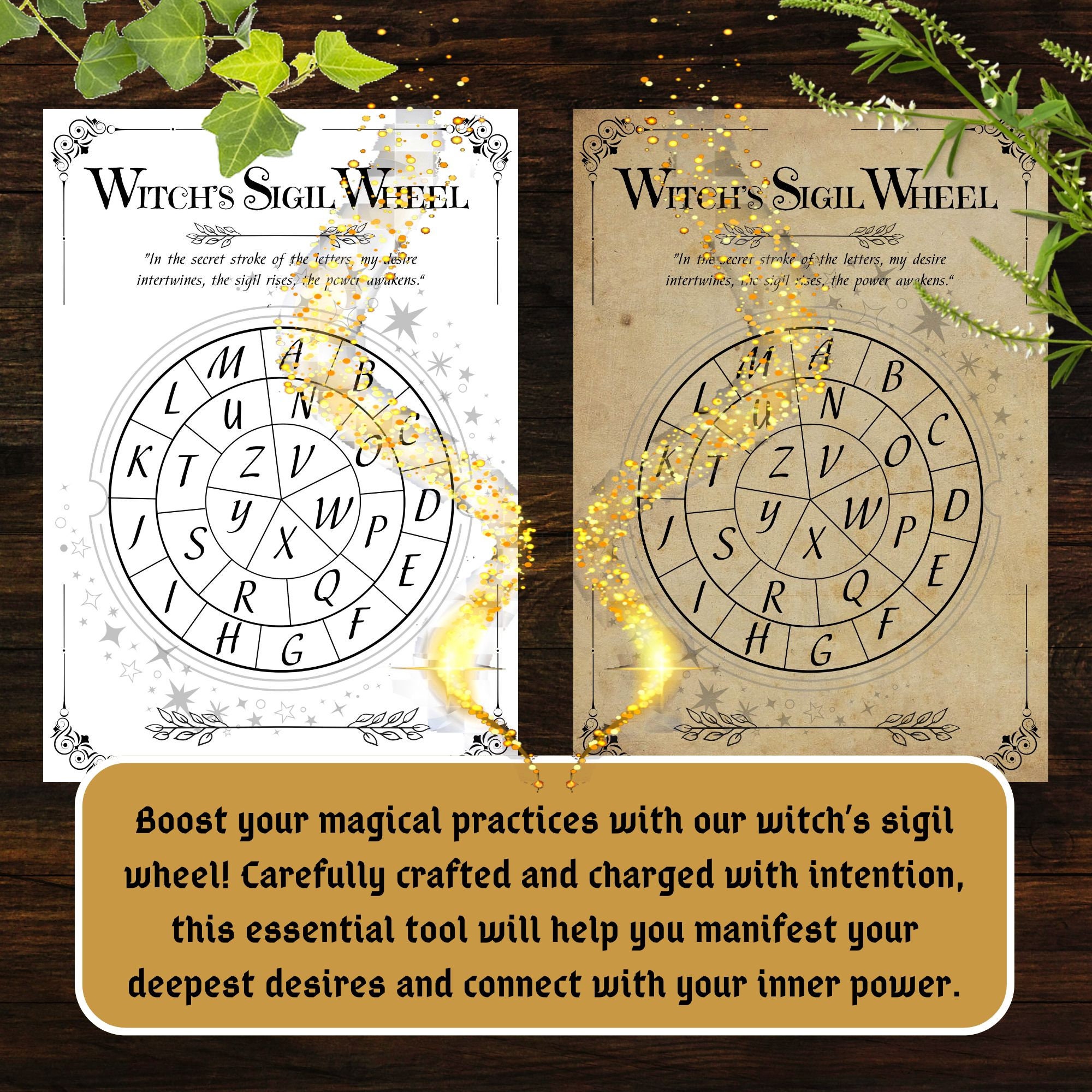 Witch Sigil Wheel, Sigil Magic and Worksheet, Printable Grimoire Pages ...