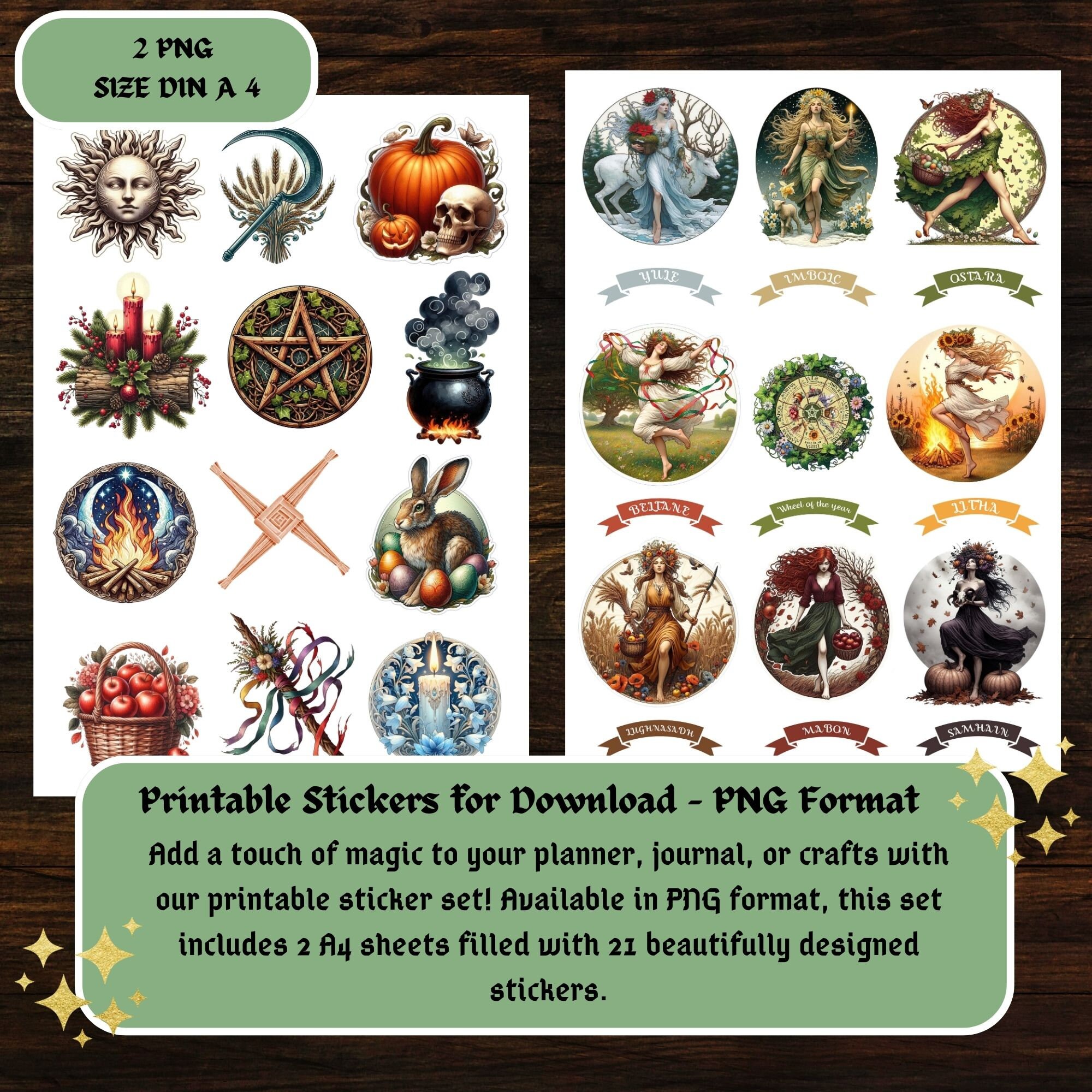 21 Sabbat Planner Printable Stickers, Wheel of the Year Pagan Sabbat ...