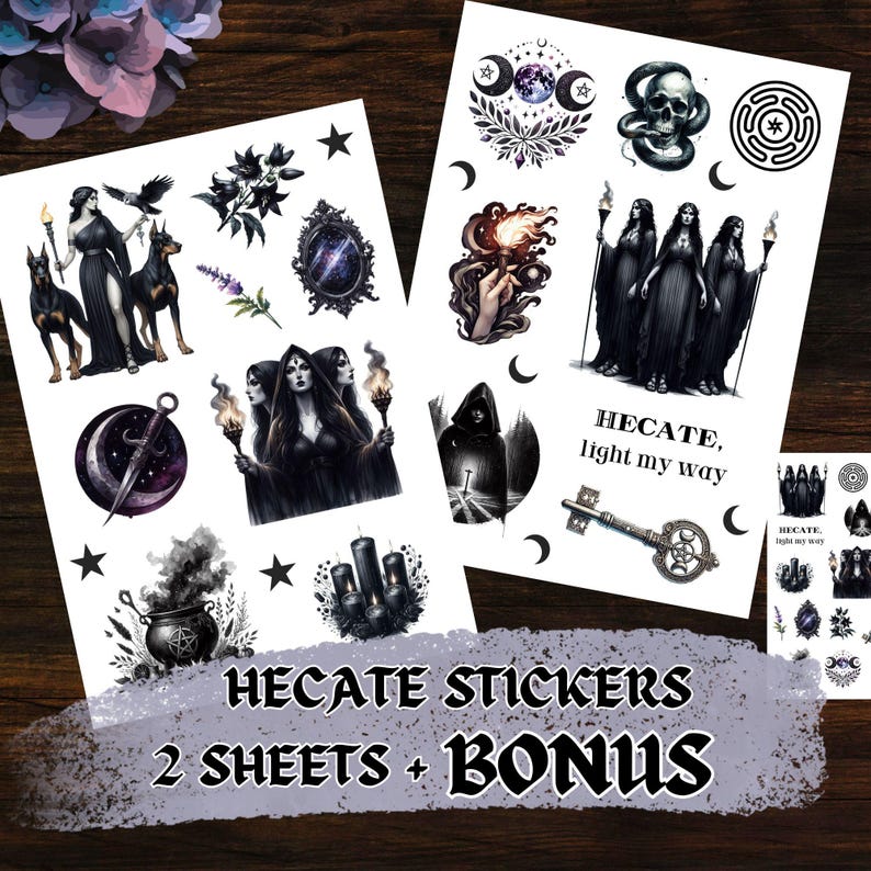 Hecate Goddess of Witchcraft Stickers Printable, Wiccan Pagan Grimoire ...