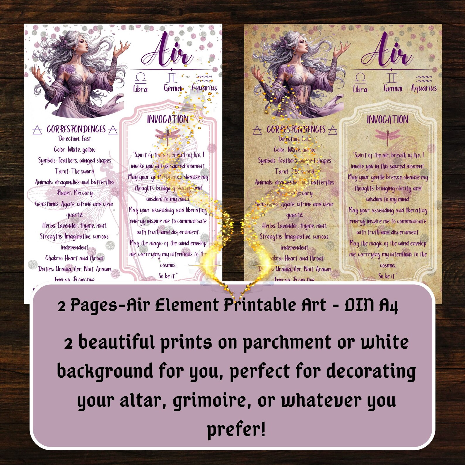 Air Element Printable, Four Elements Wall Art, Book of Shadows Art ...